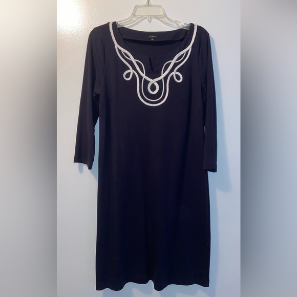 Talbots | Dresses | Talbots Navy Knit Dress With White Nautical Trim ...